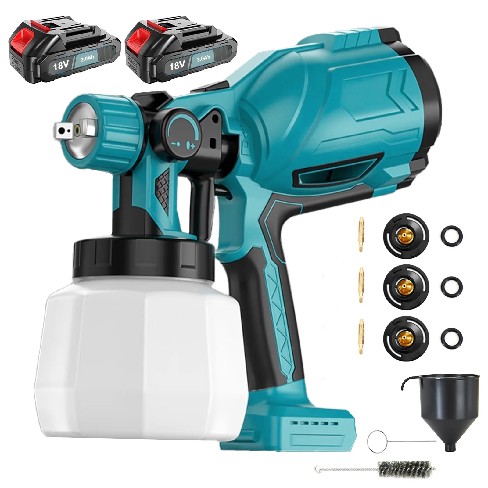 4 Brass Nozzles & 3 Spray Modes, Cordless Paint Sprayer、20V MAX Battery ...