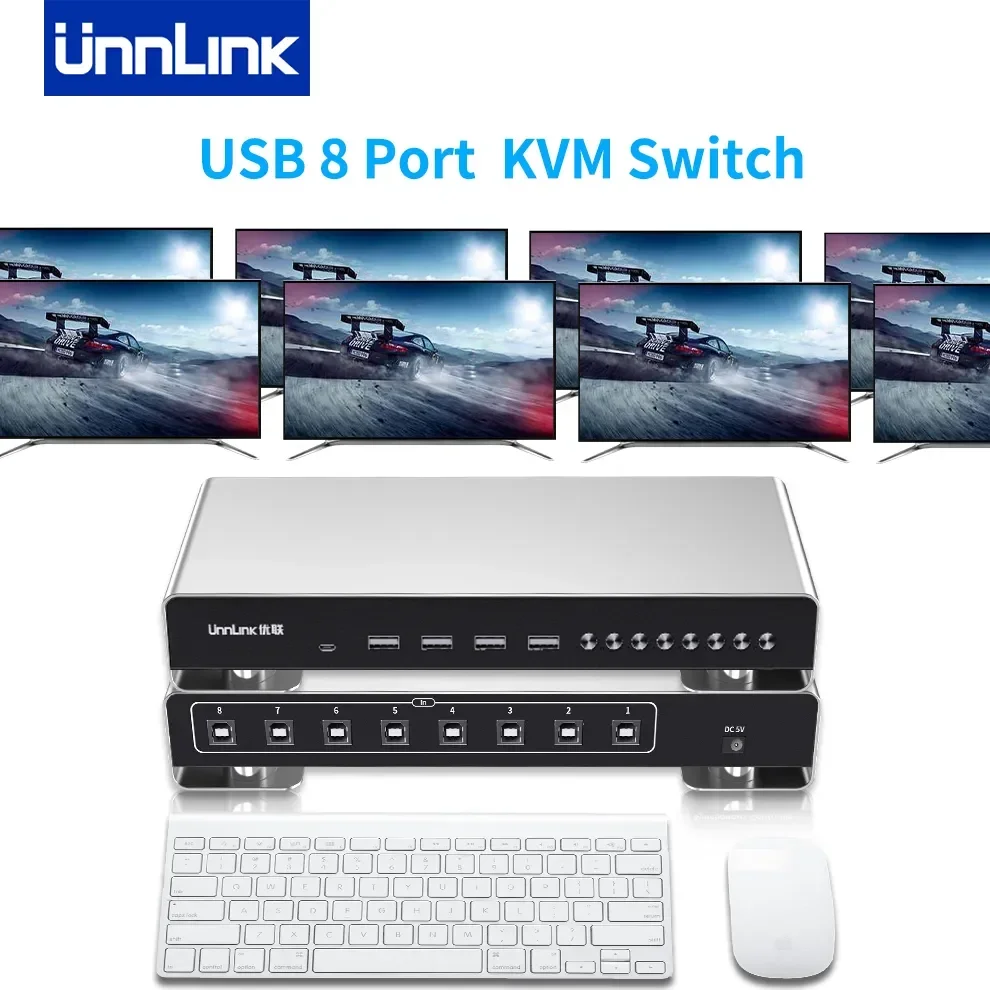 Unnlink-USB-KVM-Switch-USB-B-Video-Switcher-8-Computer-Laptop-Table ...