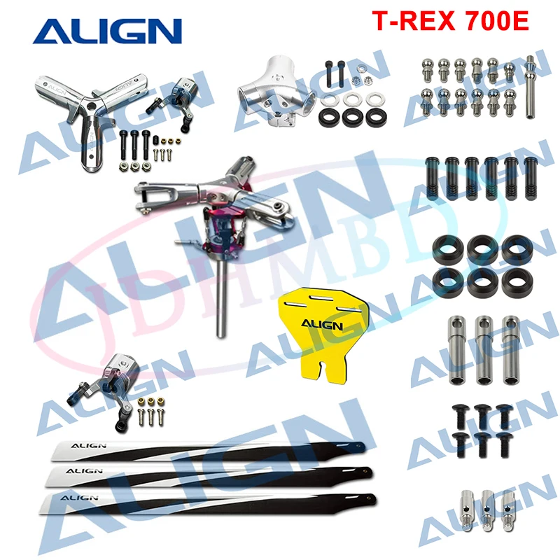 ALIGN T-REX 700E Three-Blade Rotor Head Three Tail Blade Set Three Tail Pitch AssemblyCarbon ...