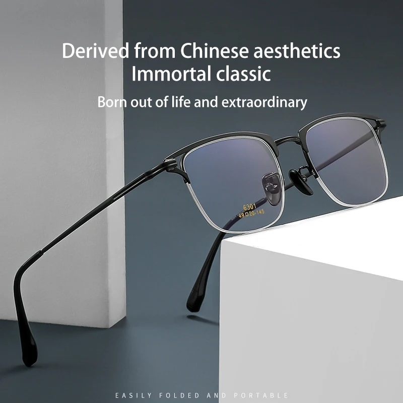 VICKI-Half-Frame-Glasses-Men-s-Vintage-Square-Frame-Metal-Glasses-Frame ...