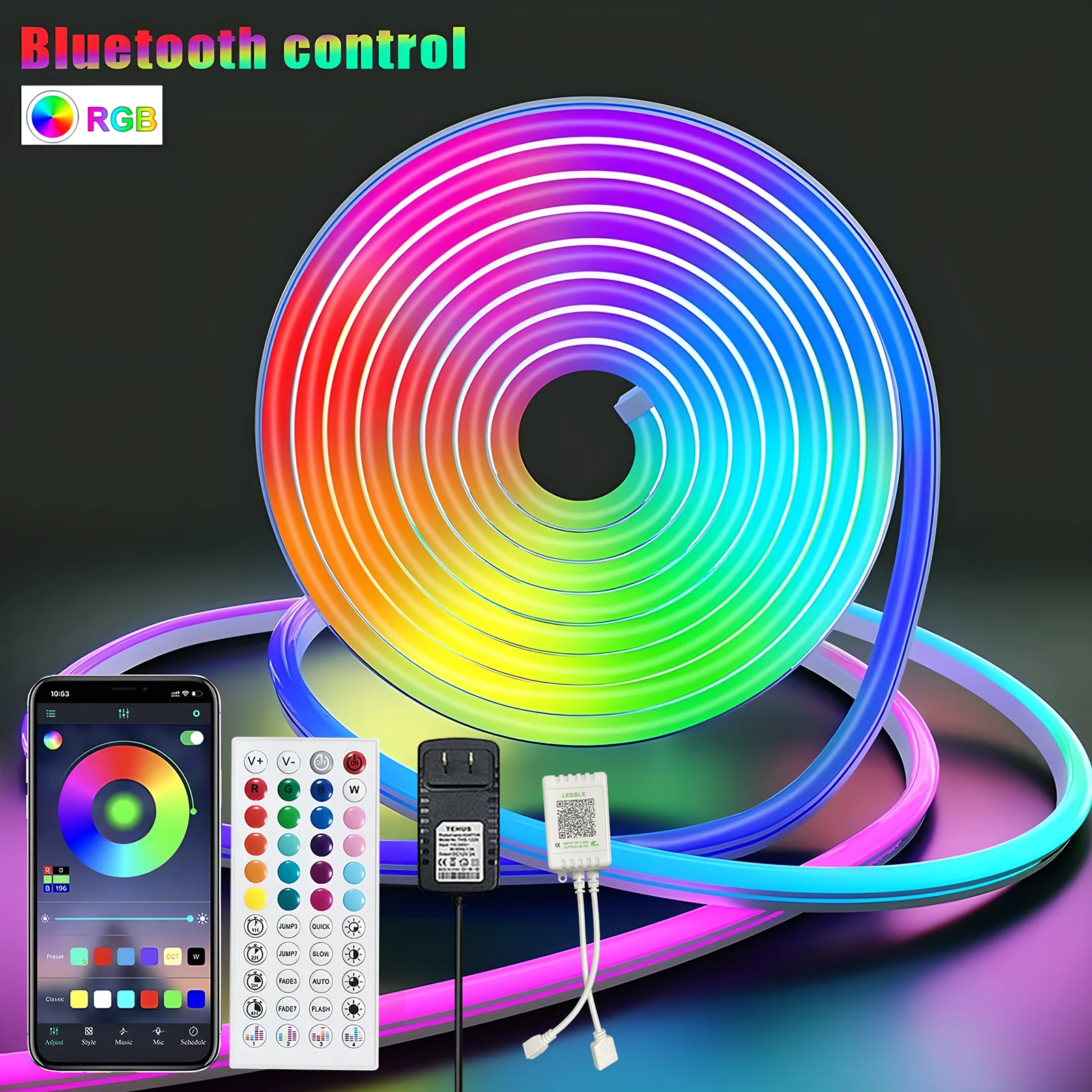 Silicone-Neon-Rope-Light-30M-24V-RGB-APP-Smart-Strip-Light-Waterproof ...