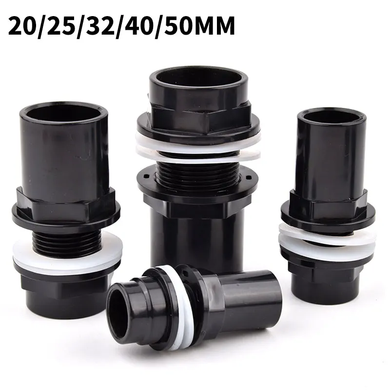1Pc 20~50mm Black PVC Pipe Connector Aquarium Fish Tank Drain Inlet ...