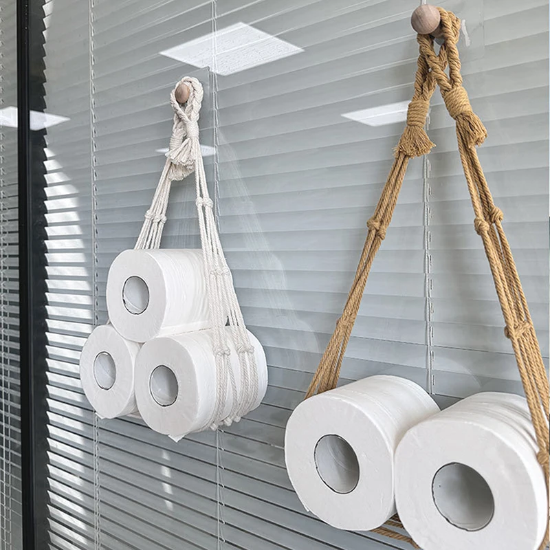 Storage-Net-Pocket-Wall-Mounted-Bathroom-Hand-Woven-Toilet-Paper-Roll ...