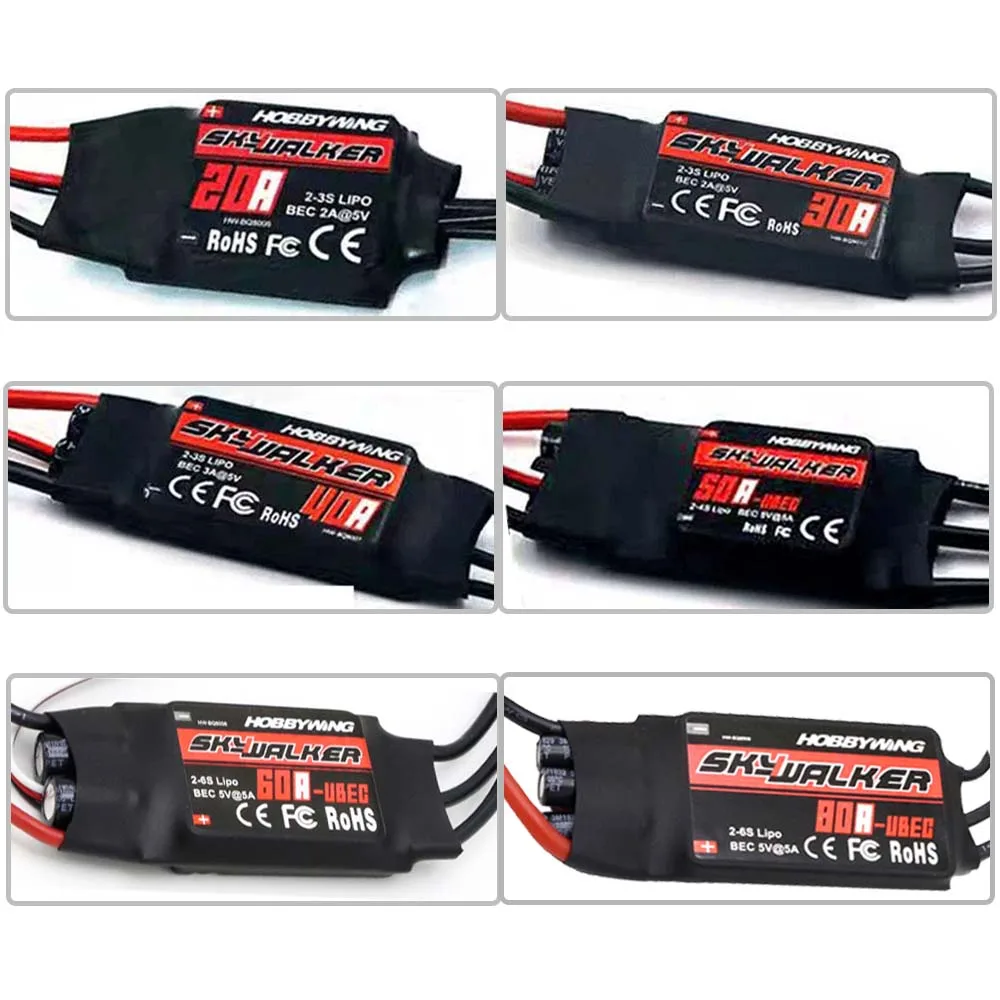 Hobbywing 스카이워커 속도 컨트롤러, RC FPV 쿼드콥터 비행기 헬리콥터용, UBEC 포함, ESC 20A, 30A ...