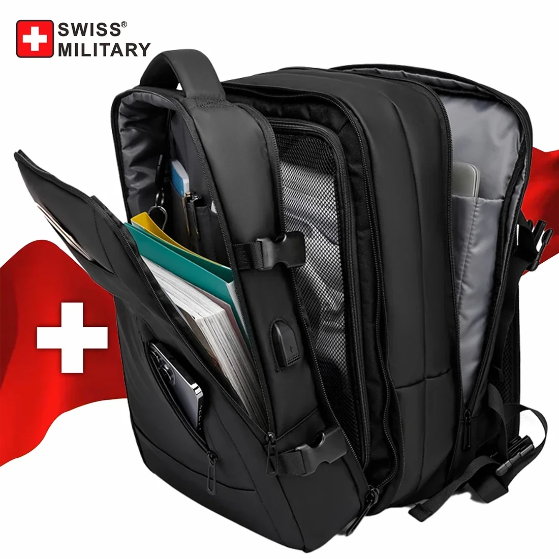 SWISS-MILITARY-Men-Business-Backpack-Multifunctional-Waterproof ...