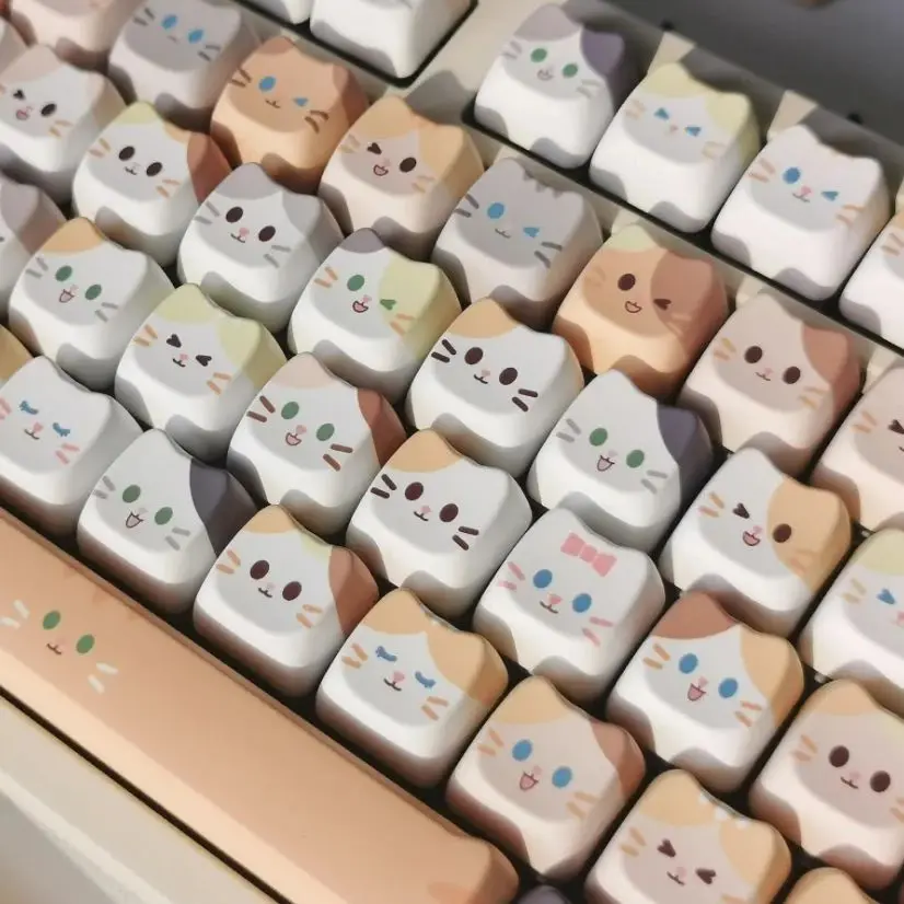 Cute-Meow-Keycaps-Cat-Head-MAO-Profile-PBT-Key-Cap-Dye-Sublimation-for ...
