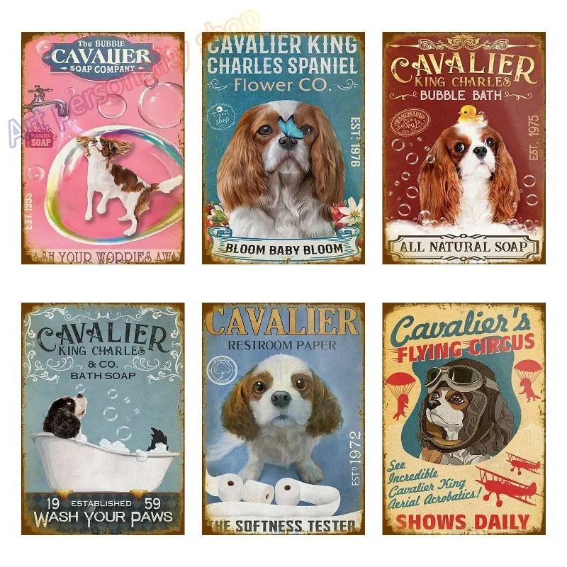 Metal Sign Cavalier King Charles Spaniel Sink Co Wash Your Paws Vintage ...