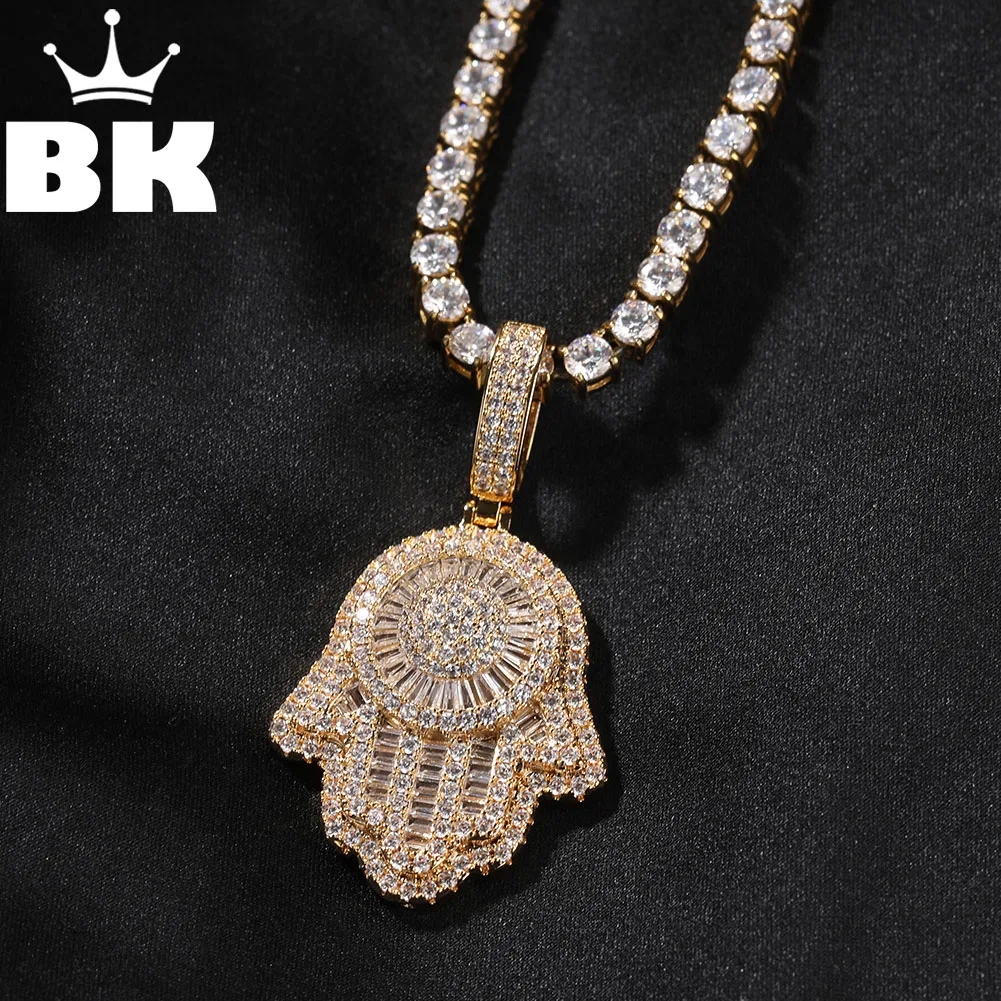 THE-BLING-KING-Iced-Out-Hamsa-Hand-Pendant-Necklace-For-Men-Paved ...