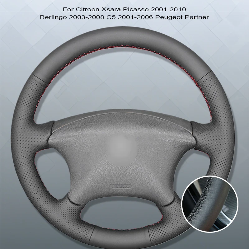 Black-Microfibre-Leather-Car-Steering-Wheel-Cover-For-Citroen-Xsara ...