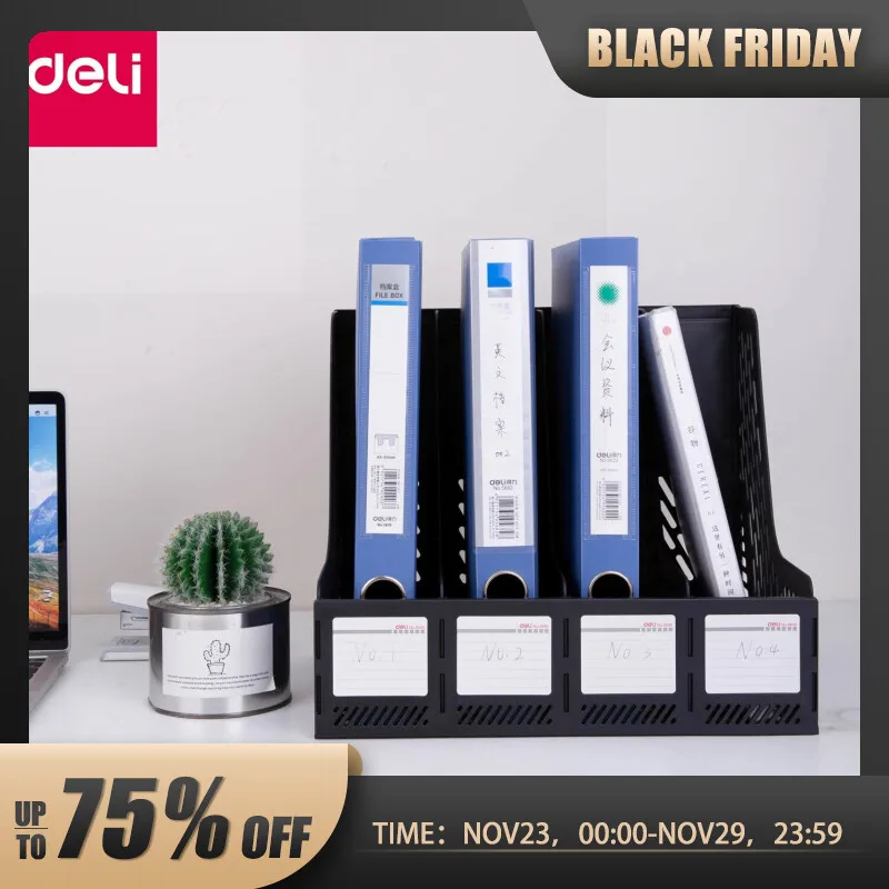 Deli-File-Box-File-Shelf-Simple-Bookshelf-Desktop-Multilayer-Folder ...