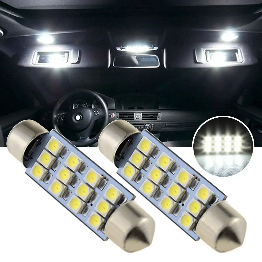 2pcs-Universal-White-Car-Interior-Lights-Dome-Map-Bulbs-3528-SMD-12-LED ...