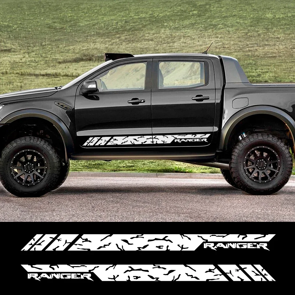 2PCS Car Door Side Stripe Stickers For Ford Ranger Tremor XLT Raptor ...