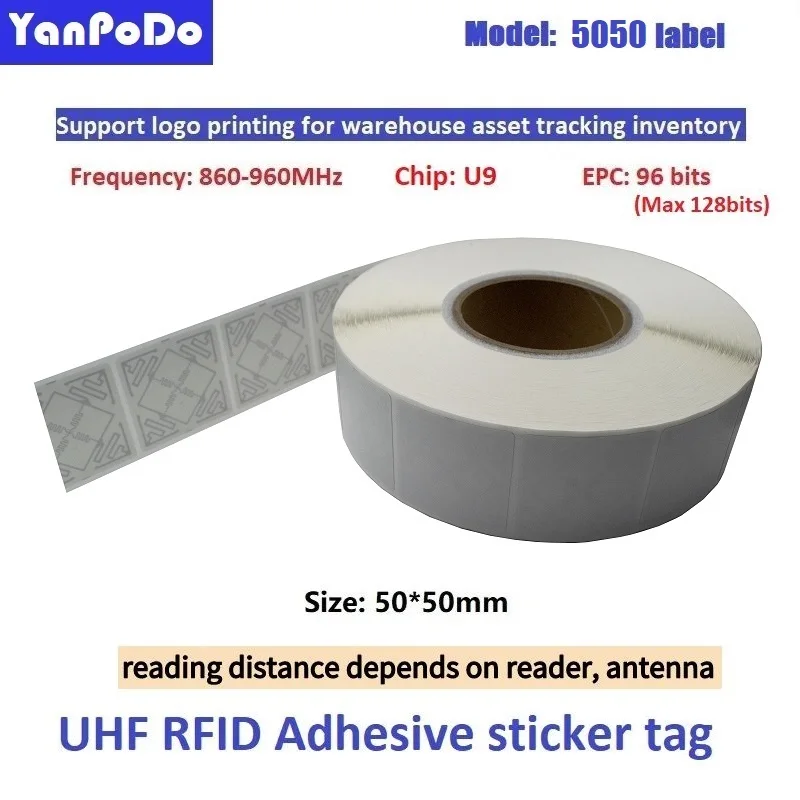 YANPODO 1000pcs/roll RFID UHF Label Tag Sticker 860-960mhz U9 Chip EPC ...