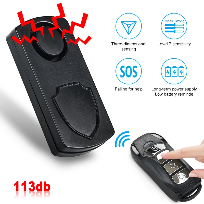 113db Wireless Motorcycle Alarm Remote Control Waterproof Bicycle Alarm ...