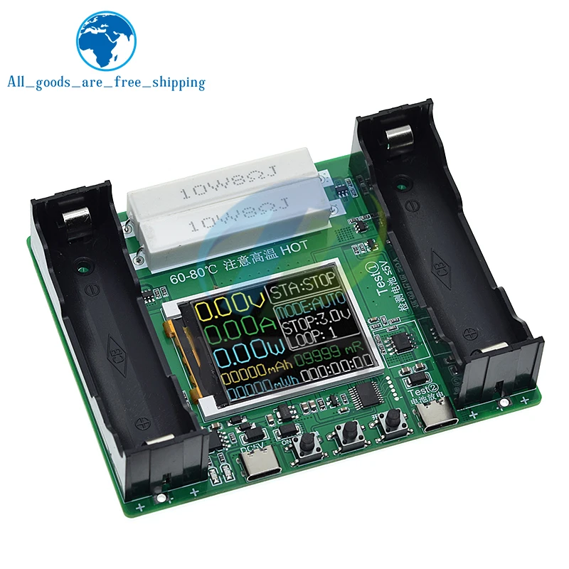 TZT USB-C LCD Display Battery Capacity Tester MAh MWh Lithium Battery ...