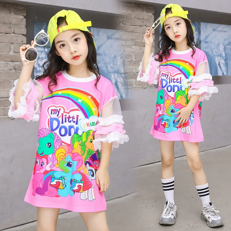 여아용 여름 공주 드레스 중학교 반팔 드레스 Aliexpress