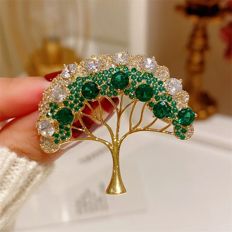 Elegant-Tree-of-Life-Brooch-For-Women-Men-Exquisite-Green-Crystal ...