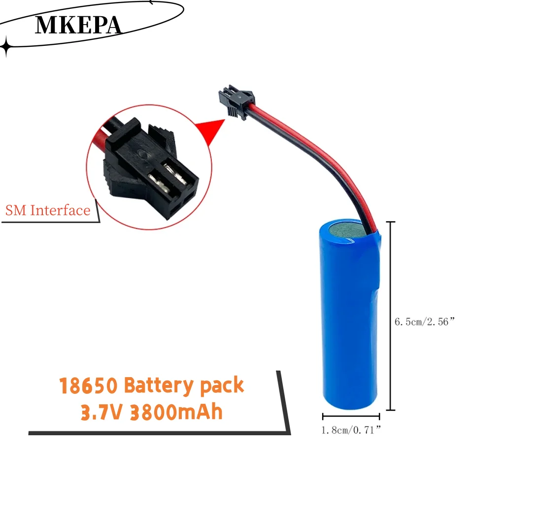 Batería recargable de iones de litio 3,7, 3800 V, 18650 mAh, con enchufe de repuesto y línea de ...