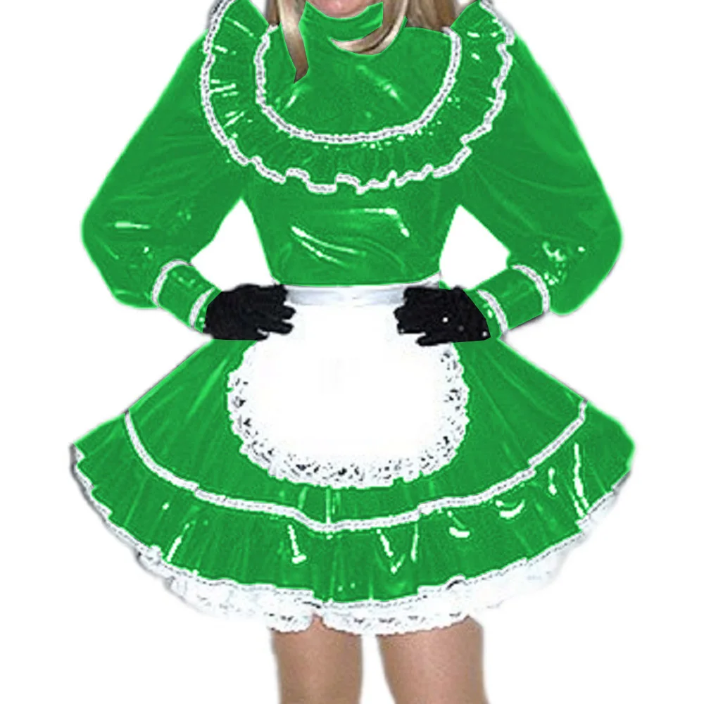Sissy-Big-Size-High-Neck-Maid-Dress-with-Apron-Cosplay-Costume-Exotic ...