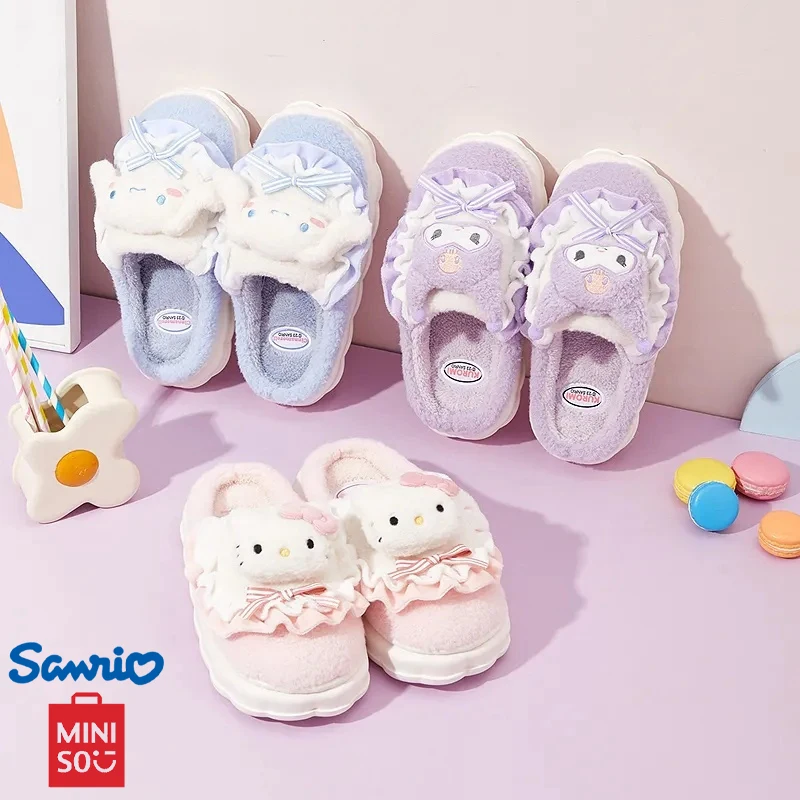 MINISO-Hello-Kitty-Kids-Cotton-Slipper-Kawaii-Kuromi-Wear-Resistant ...