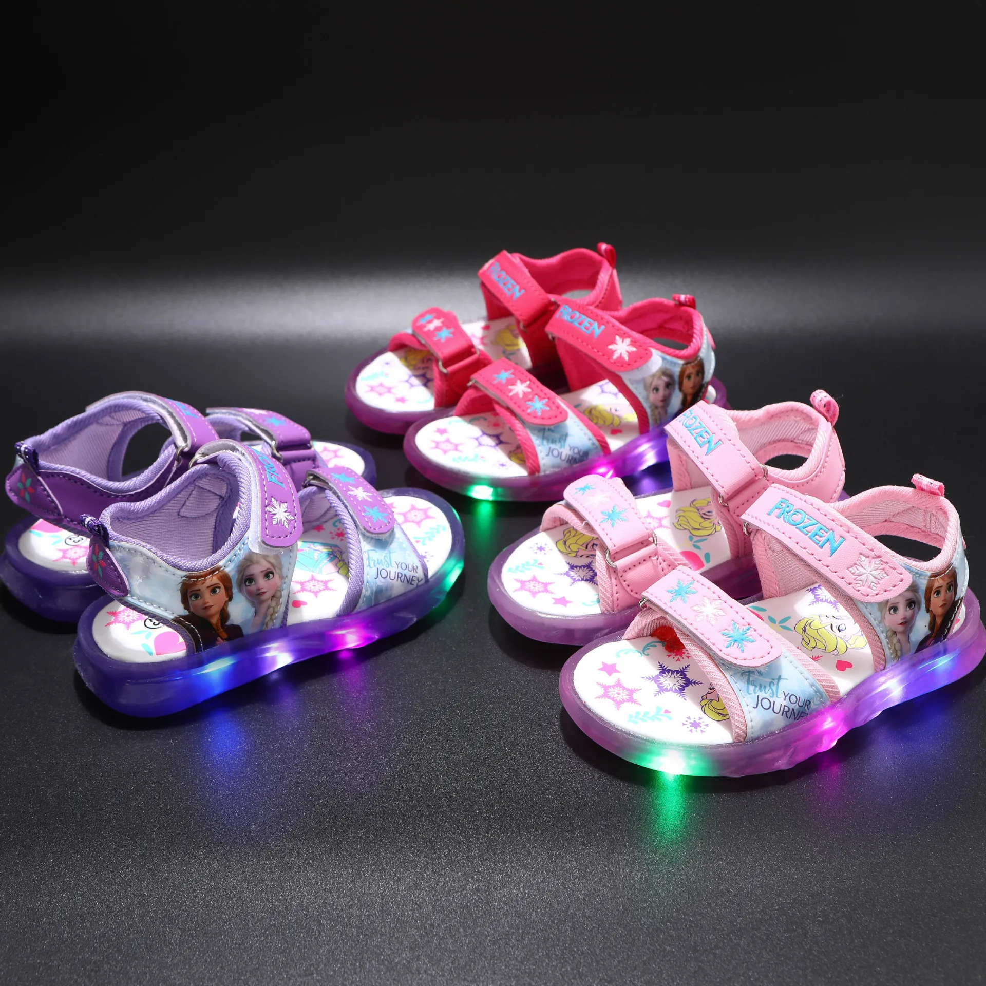 Girls-Sandals-2024-Summer-New-Children-s-Led-Light-Shoes-Elsa-Pattern ...