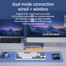 Aigo-A87 게임용 기계식 키보드, 2.4G 무선 USB c 타입 유선 블루 스위치 89 키 핫 스왑 충전식 게이머 키보드