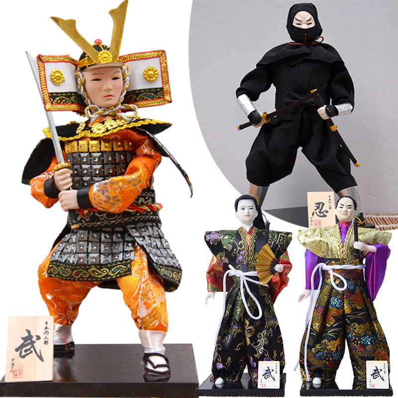 Japanese Samurai Ninja Figurines Dolls With Kimono Traditional Ninja ...