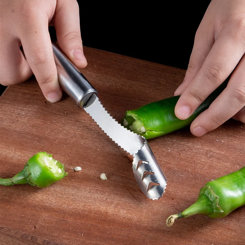 Stainless-Steel-Chili-Pepper-Core-Remover-Tiger-Skin-Green-Pepper ...