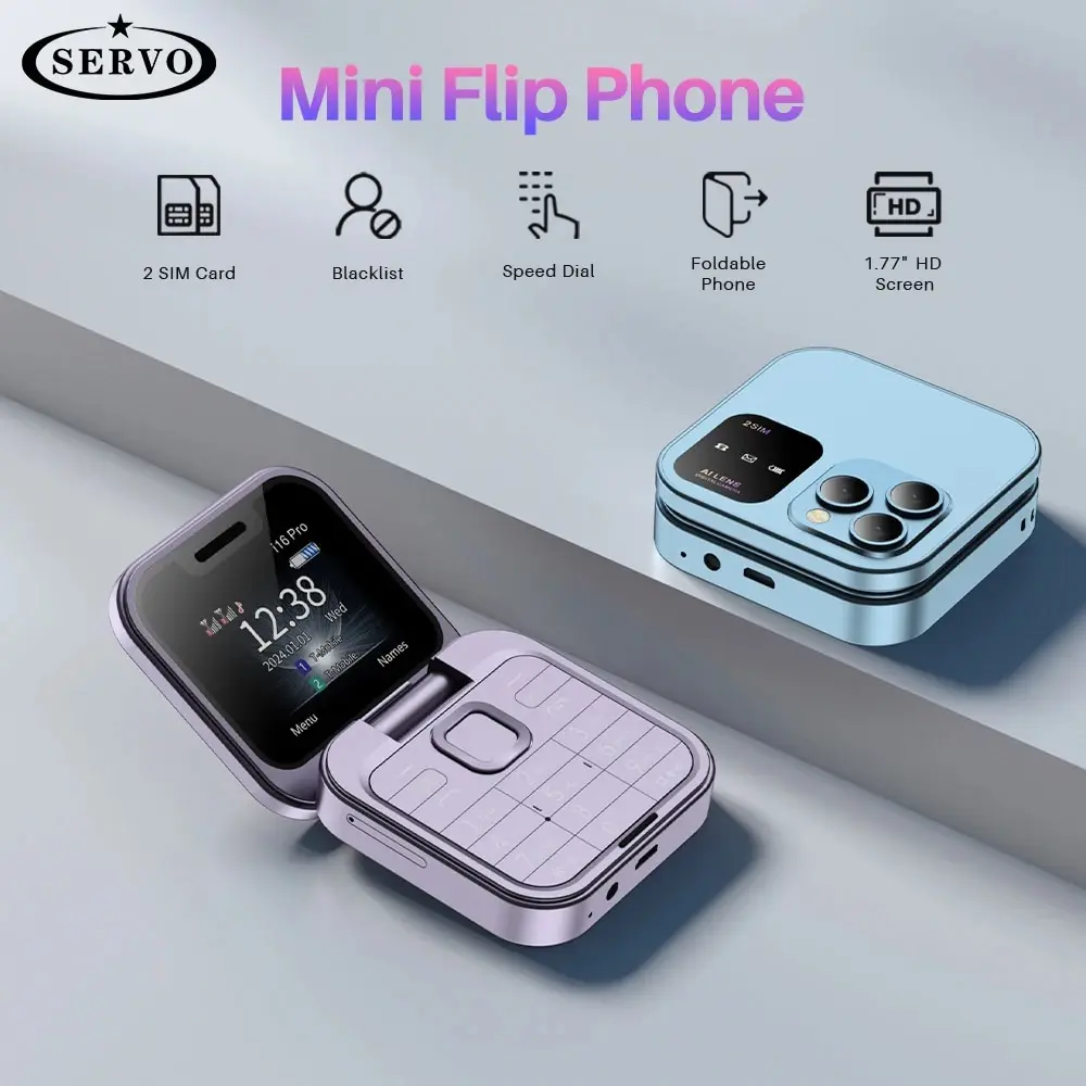SERVO-I16-Pro-MIni-Fold-Telefono-cellulare-2G-GSM-Doppia-SIM-Card ...