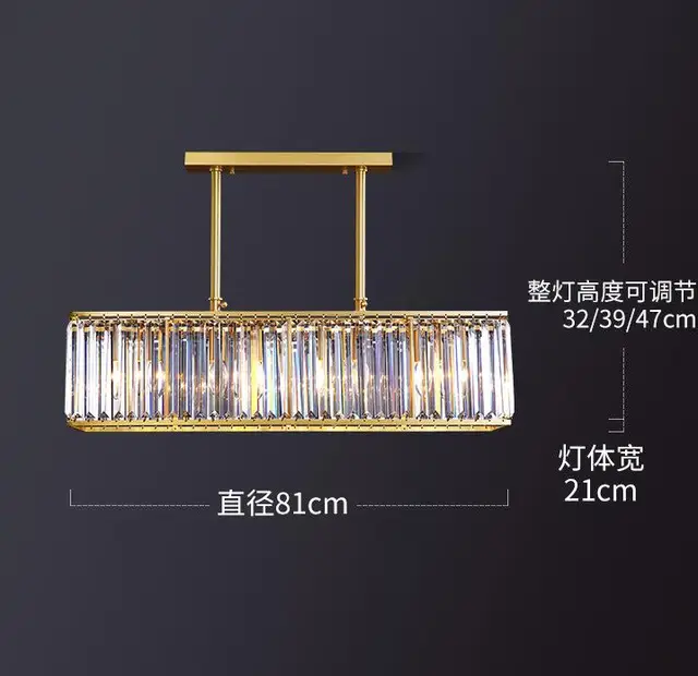 Bar Restaurant Gold Luxury crystal strip led Chandelier lighting lustre ...
