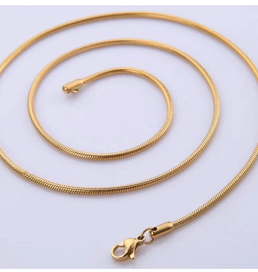 45 70cm Stainless Steel Round Snake chain necklace Fashion Women Men Round Snake Chain for Pendant Necklace Bracelet Jewelry AliExpress