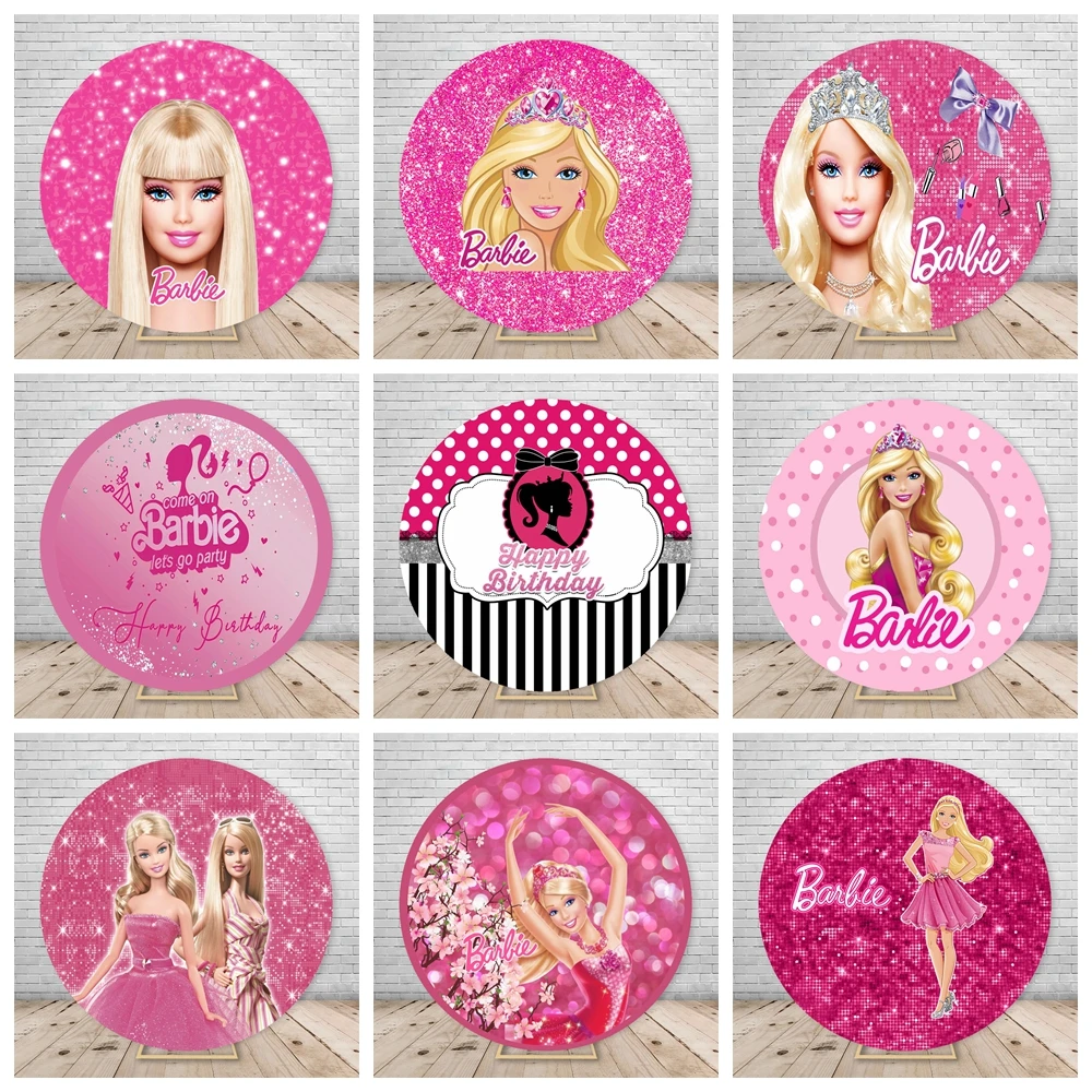 Princesa-Barbie-Elastic-Circle-Round-Background-Cover-Fotografia ...