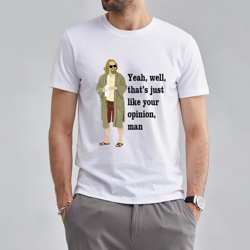 The-Dude-Abides-Man-Big-Lebowski-T-Shirt-Short-Sleeve-O-Neck-Man-Unique ...