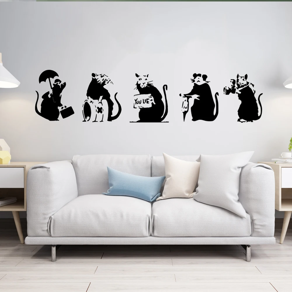 5Pcs-Graffiti-Banksy-Rats-Mouse-Wall-Sticker-Street-Style-Rat-Animal ...