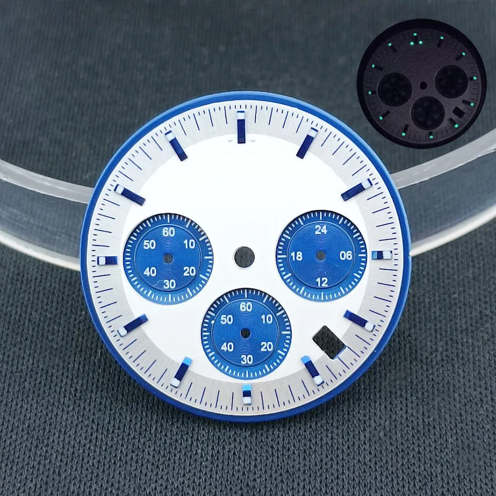 Replacement 32.6mm Watch Dial Green Luminous Dial For Vk63 Panda Dial ...