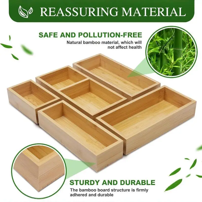 Bamboo desktop storage box, simple wooden office stationery storage box ...