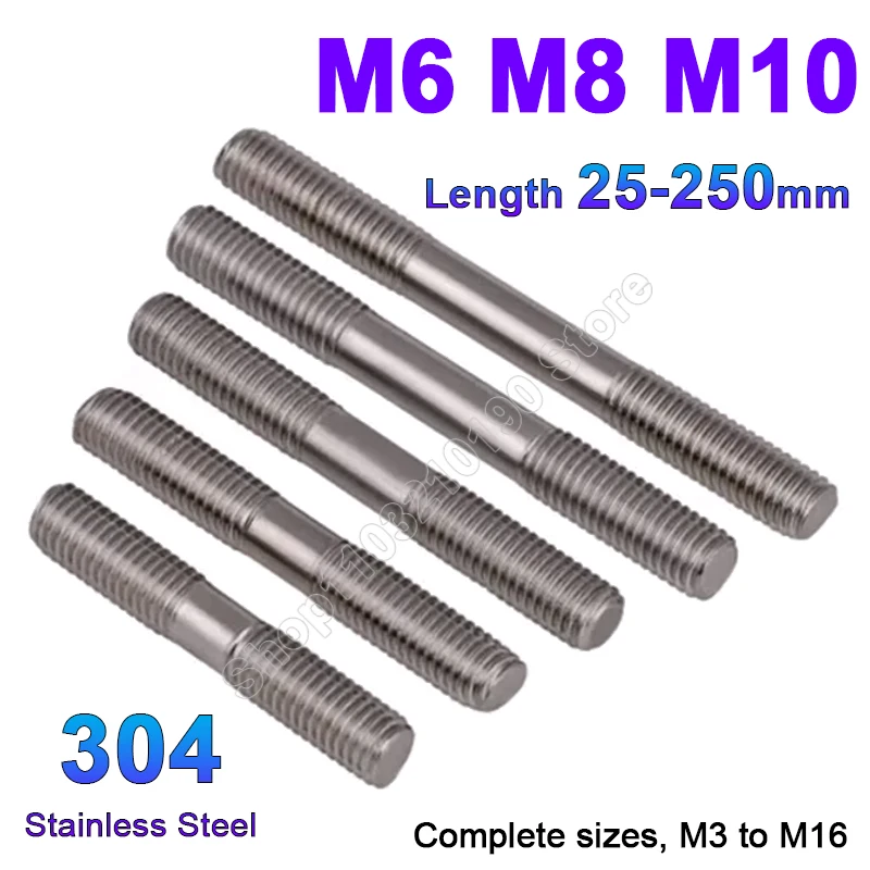 M6-M8-M10-Double-End-Thread-Rod-304-Stainless-Steel-Lengthen-Headless ...