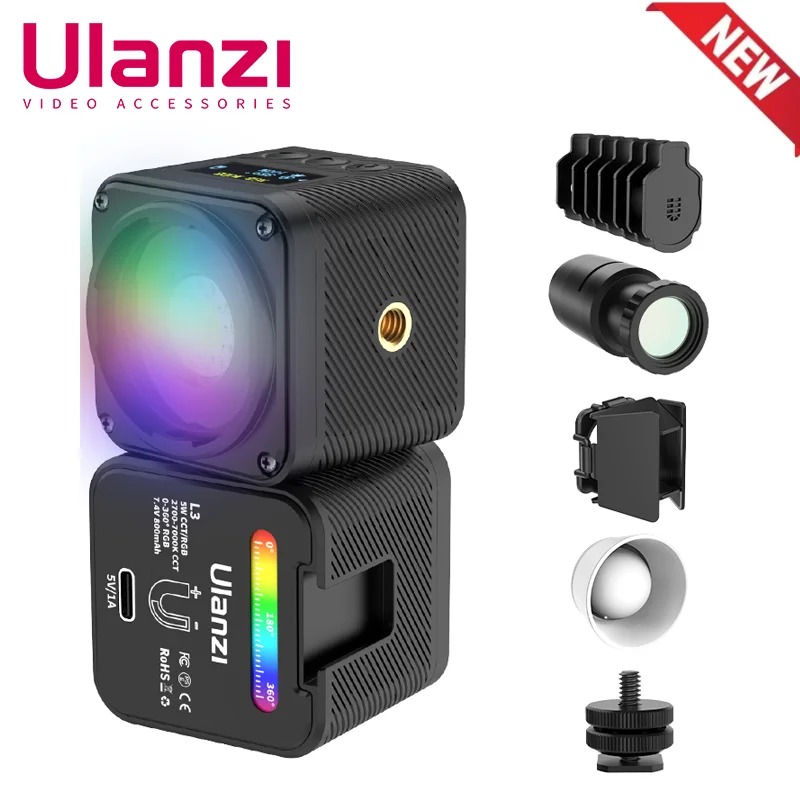 Ulanzi-L3-Full-Color-RGB-Video-Light-2700-7000K-800mAh-Battery-Portable ...