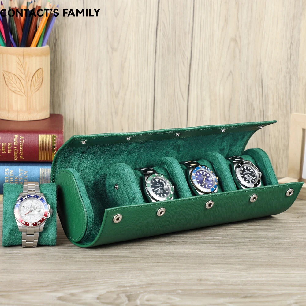 Genuine-4-Slots-Saffiano-Leather-Watch-Roll-Box-Portable-Travel-Watch ...