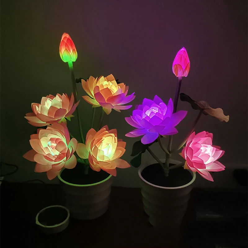 Solar-Powered-Lawn-Garden-Lotus-Flowers-Balcony-Home-Bedroom-Led-Rose ...