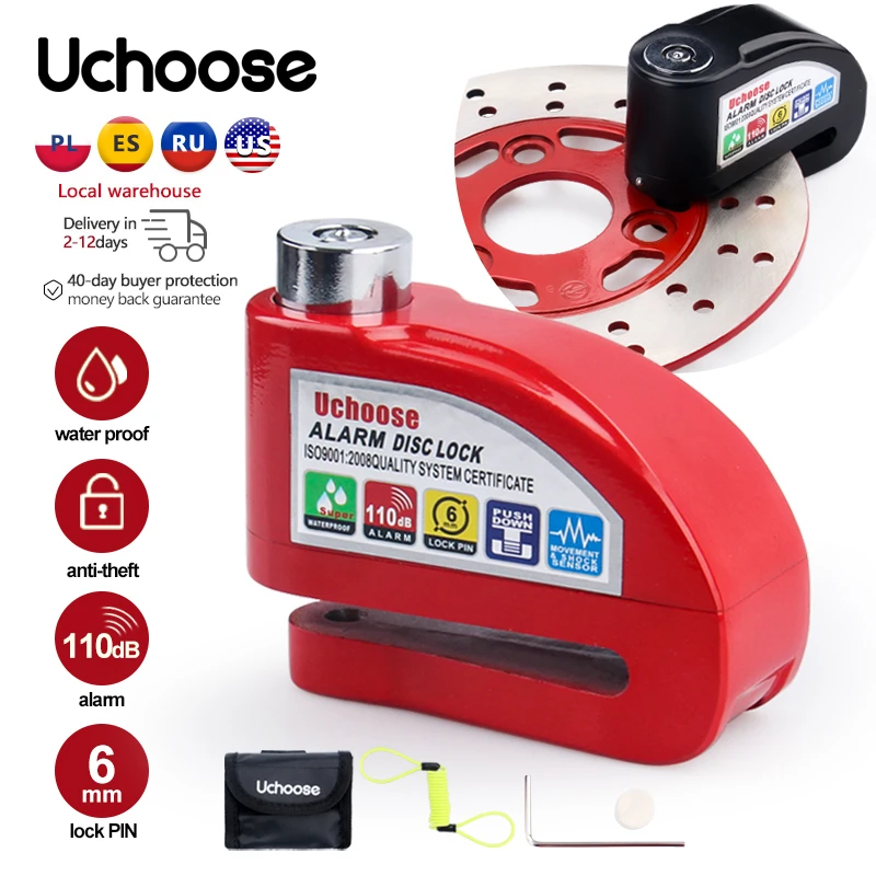 Motorcycle Scooter Wheel Disc Brake Alarm Lock Aluminum Alloy Security ...