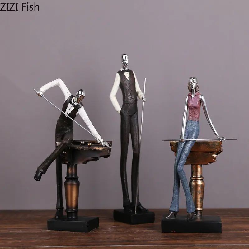 Abstract Character Crafts Billiards Figures Statue Desk Decoration ...