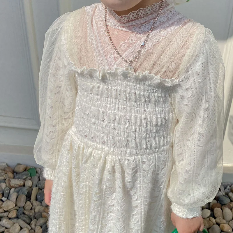 Gilrs New Lace Mesh Dress Kids Summer Fashion Birthday Performance ...