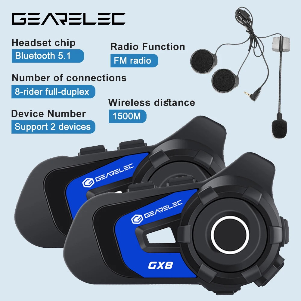 Gearelec gx8 bluetooth capacete da motocicleta interfone fone de ouvido ...