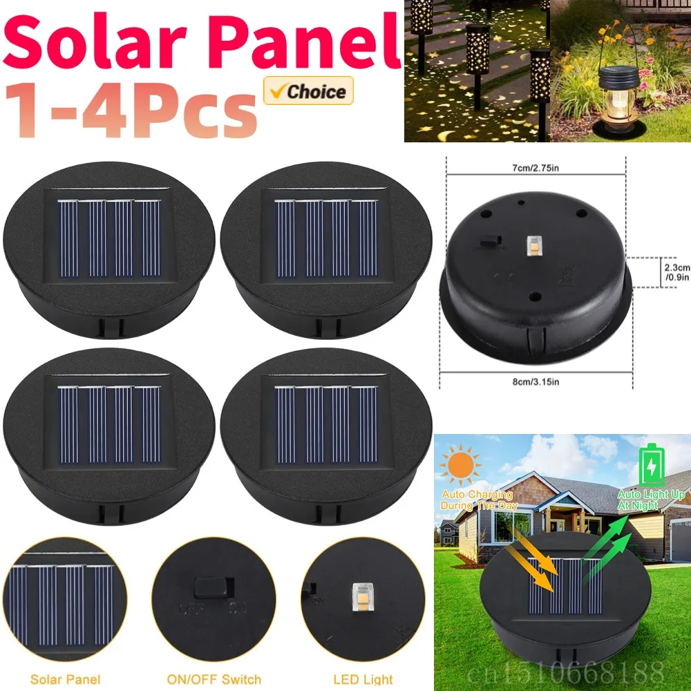 1-4PCS 8CM Solar Light Replacement Top 1.2V Waterproof LED Solar Panel ...
