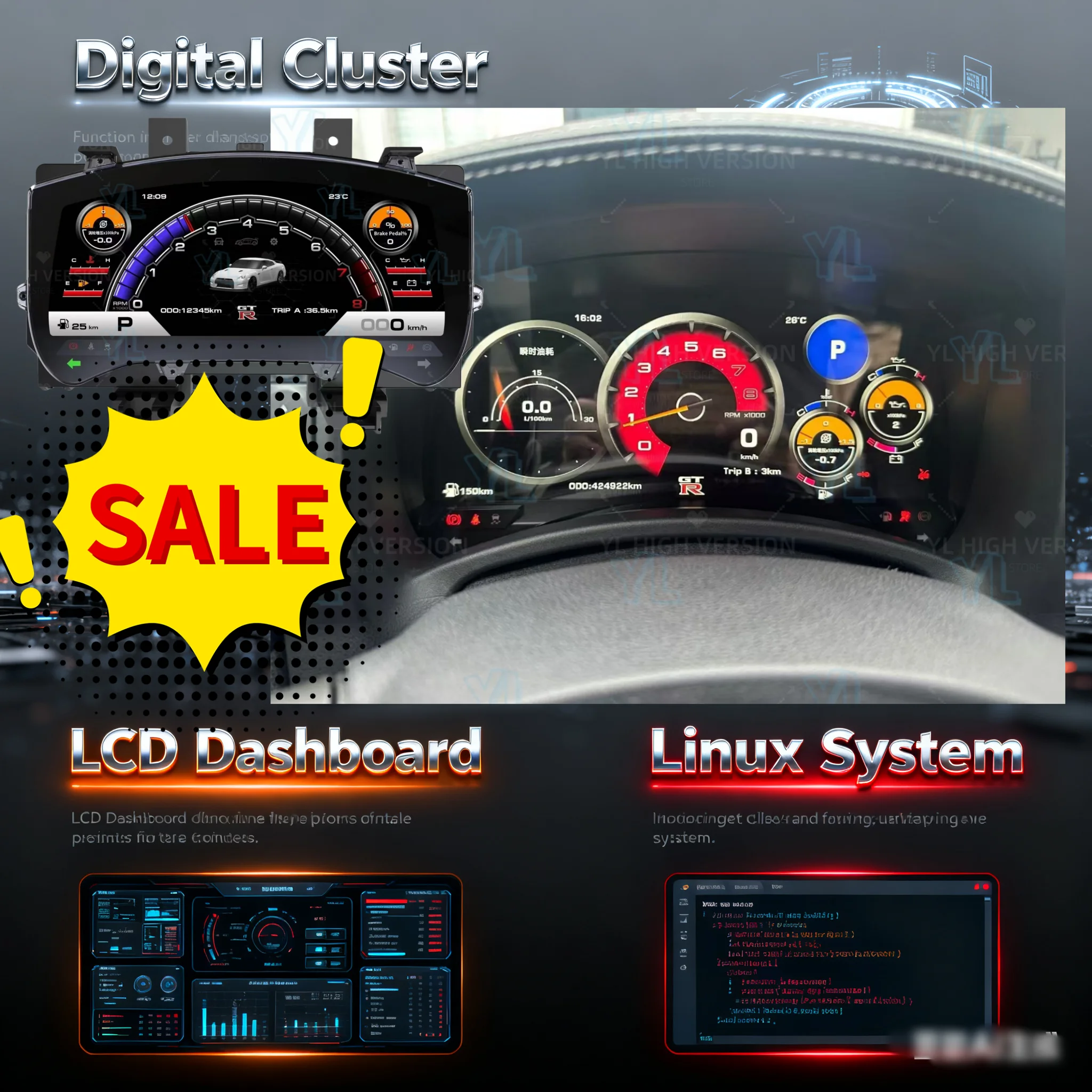 Linux System For Nissan GT-R GTR R35 2007-2023 Car Dashboard Player ...