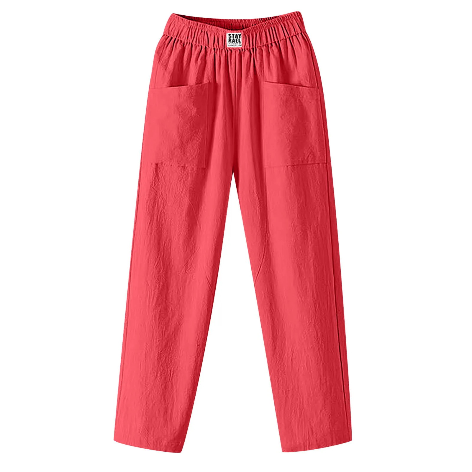 Fashion Cotton Linen Harem Pants Women Summer Loose High Waist Elastic