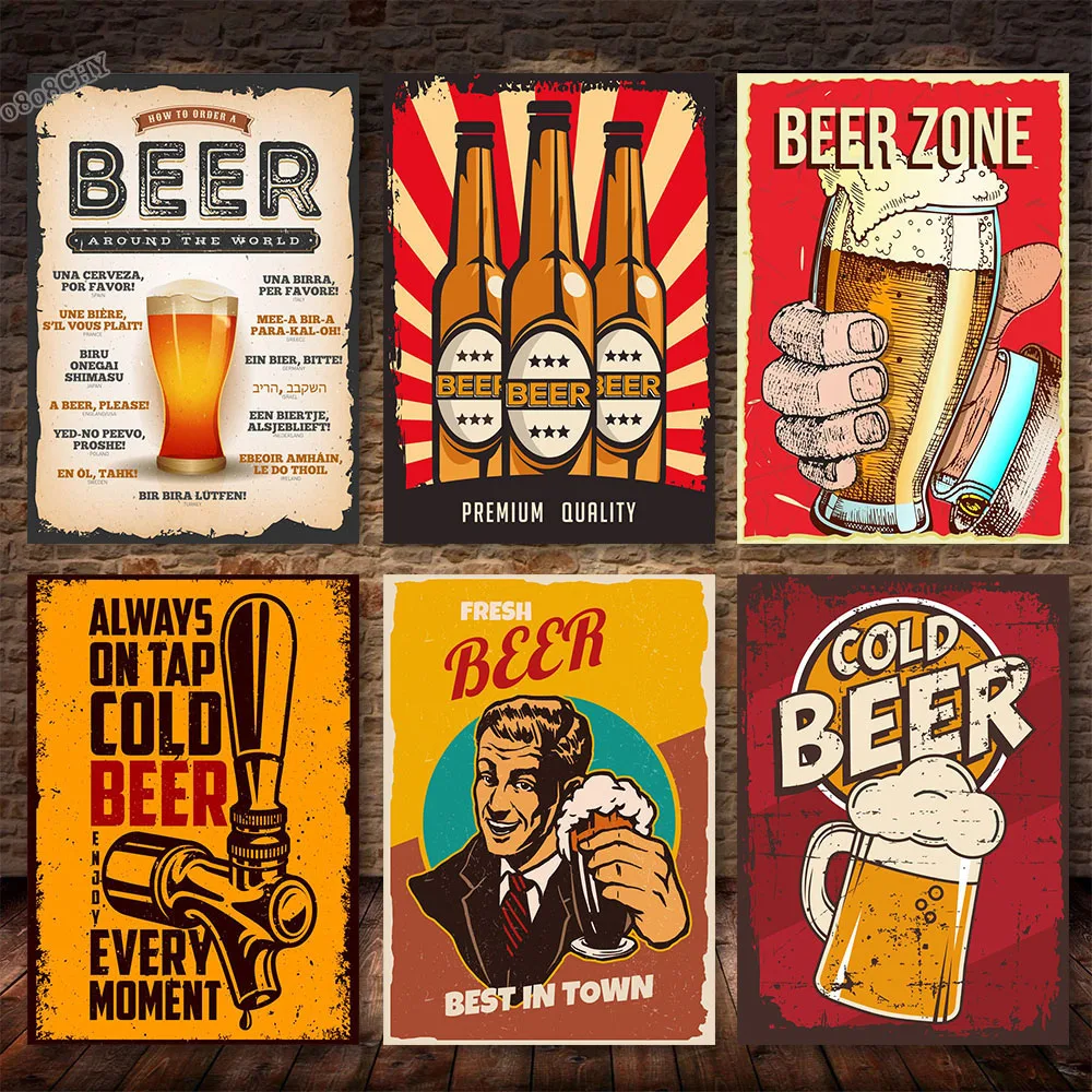 Vintage-Beer-Wall-Art-Poster-Retro-Beer-Premium-Quality-Fresh-Beer-Best ...