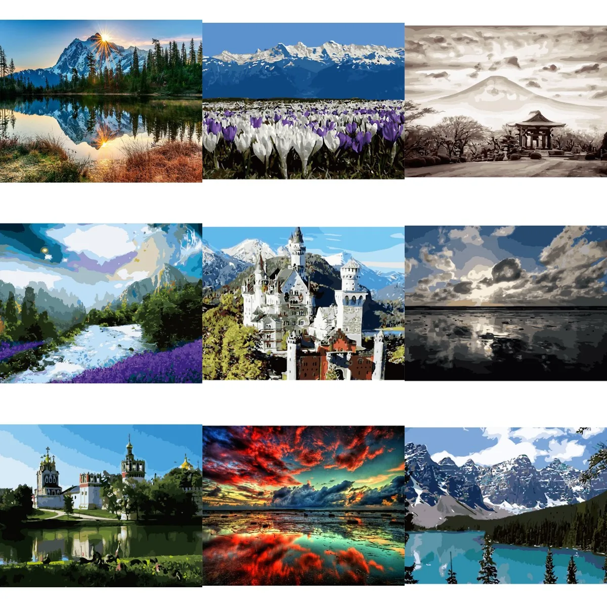 DIY-Digital-Oil-Painting-By-Numbers-Natural-Scenery-Drawing-Coloring-By ...