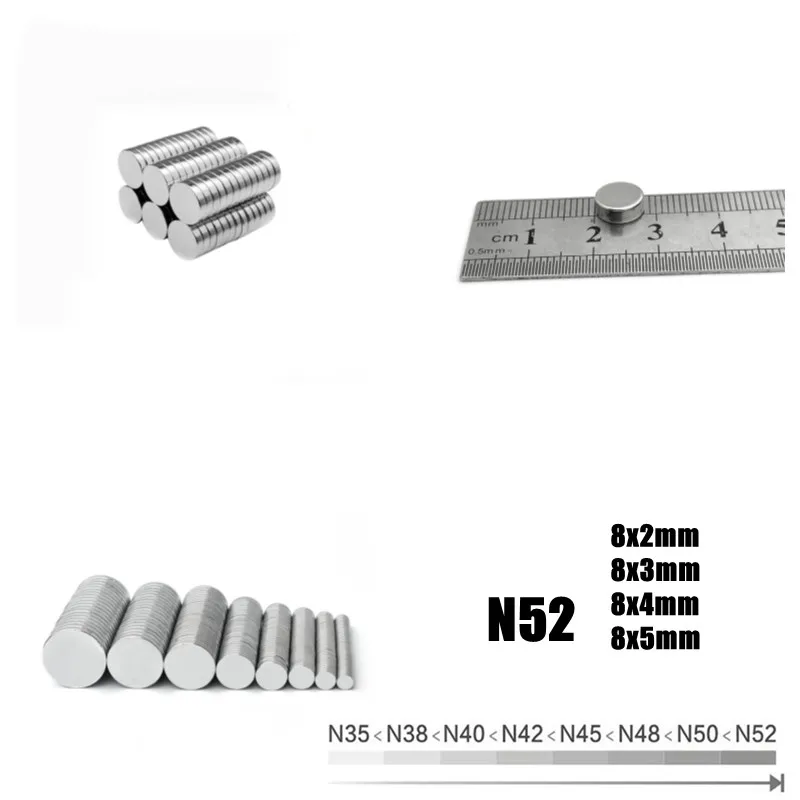 N52-Round-Magnet-8x2mm-8x3mm-8x4mm-8x5-mm-Magnet-Permanent-NdFeB-Super ...